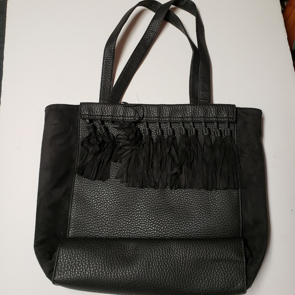 Joe Boxer | Bags | Black Joe Boxer Fringed Tote | Poshmark